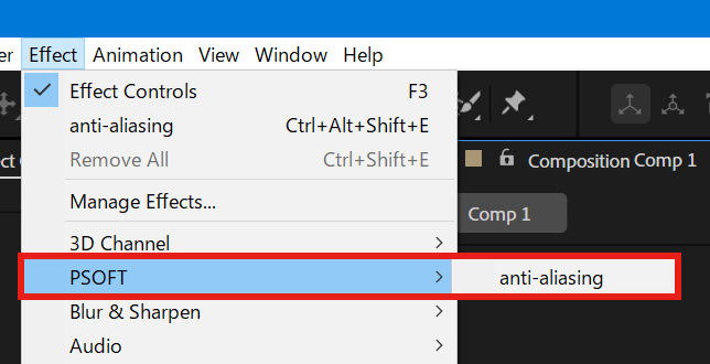 Applying PSOFT anti-aliasing - anti-aliasing for AE